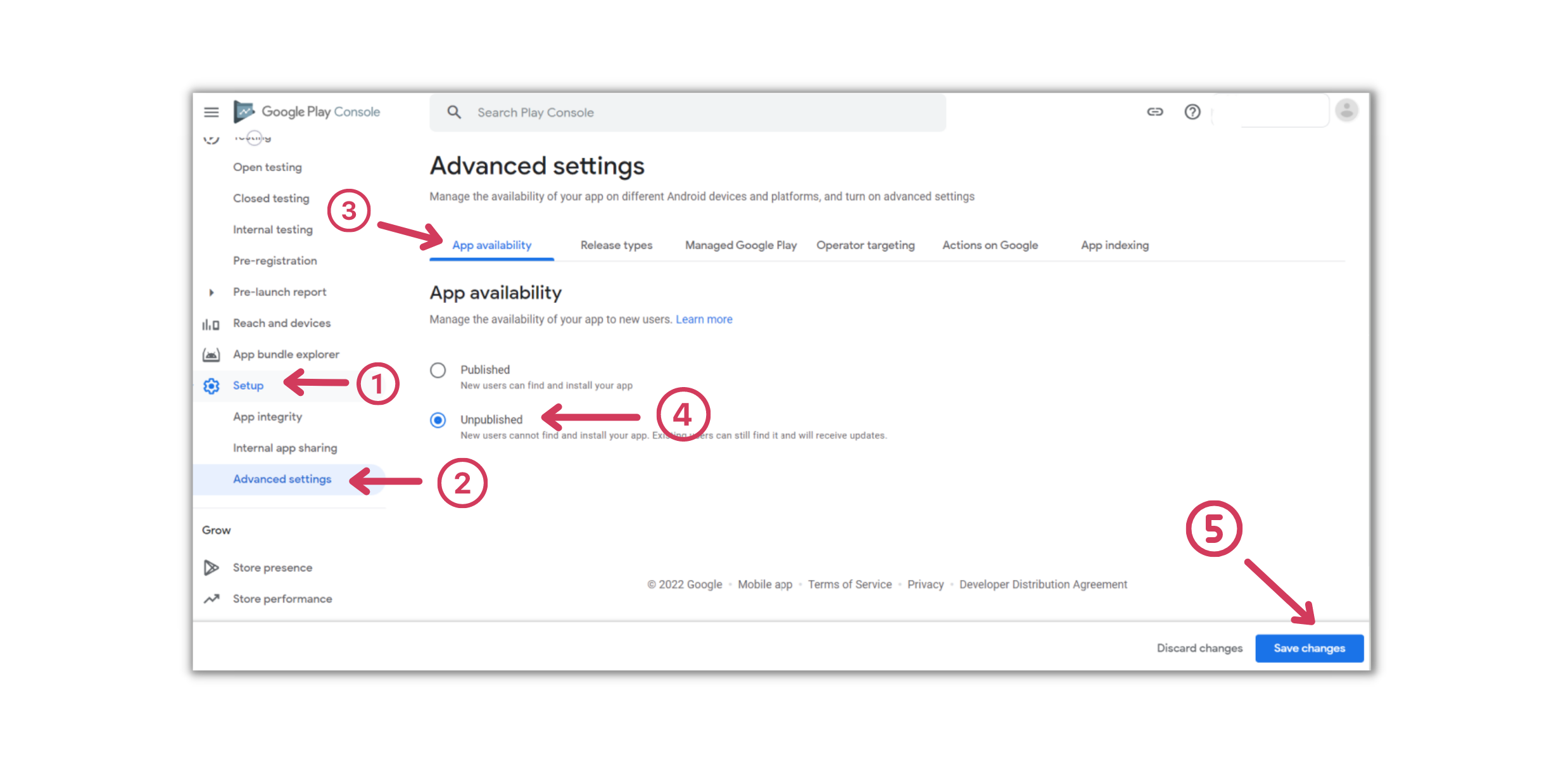How can I unpublish my app?